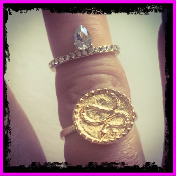 Boheme | Jewelry | Handmade Boho 9ct Snake Crystal Rings Set 2 | Poshmark